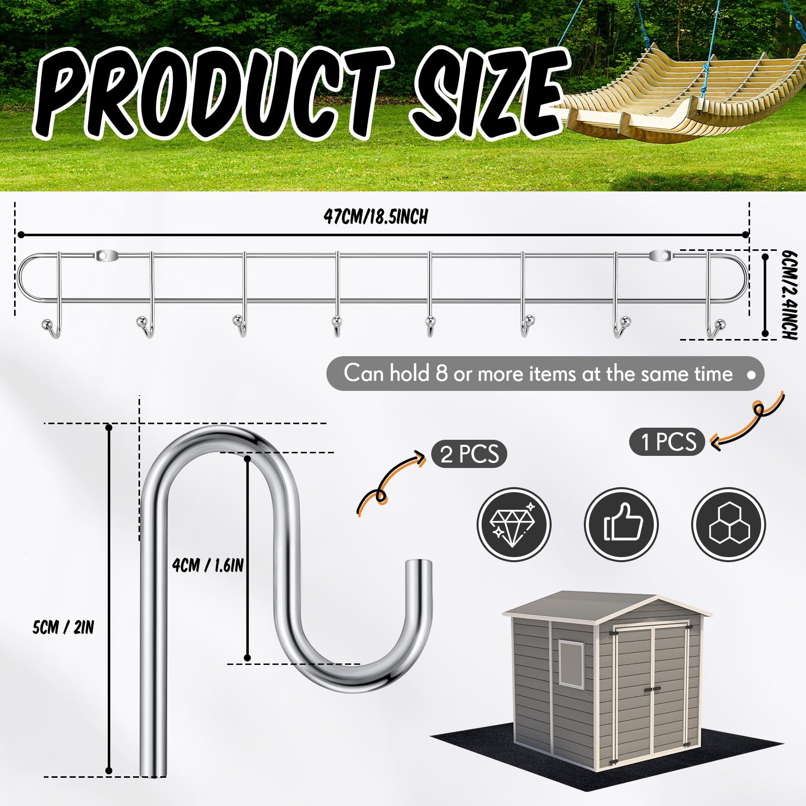 MorningRo 3 Pcs Shed Tool Organizer Garage Wall Organizer Storage Tool Hangers for Garage Wall Heavy Duty Individual Utility Hooks for Shed Garden Broom Rake Hanging Rack Holder