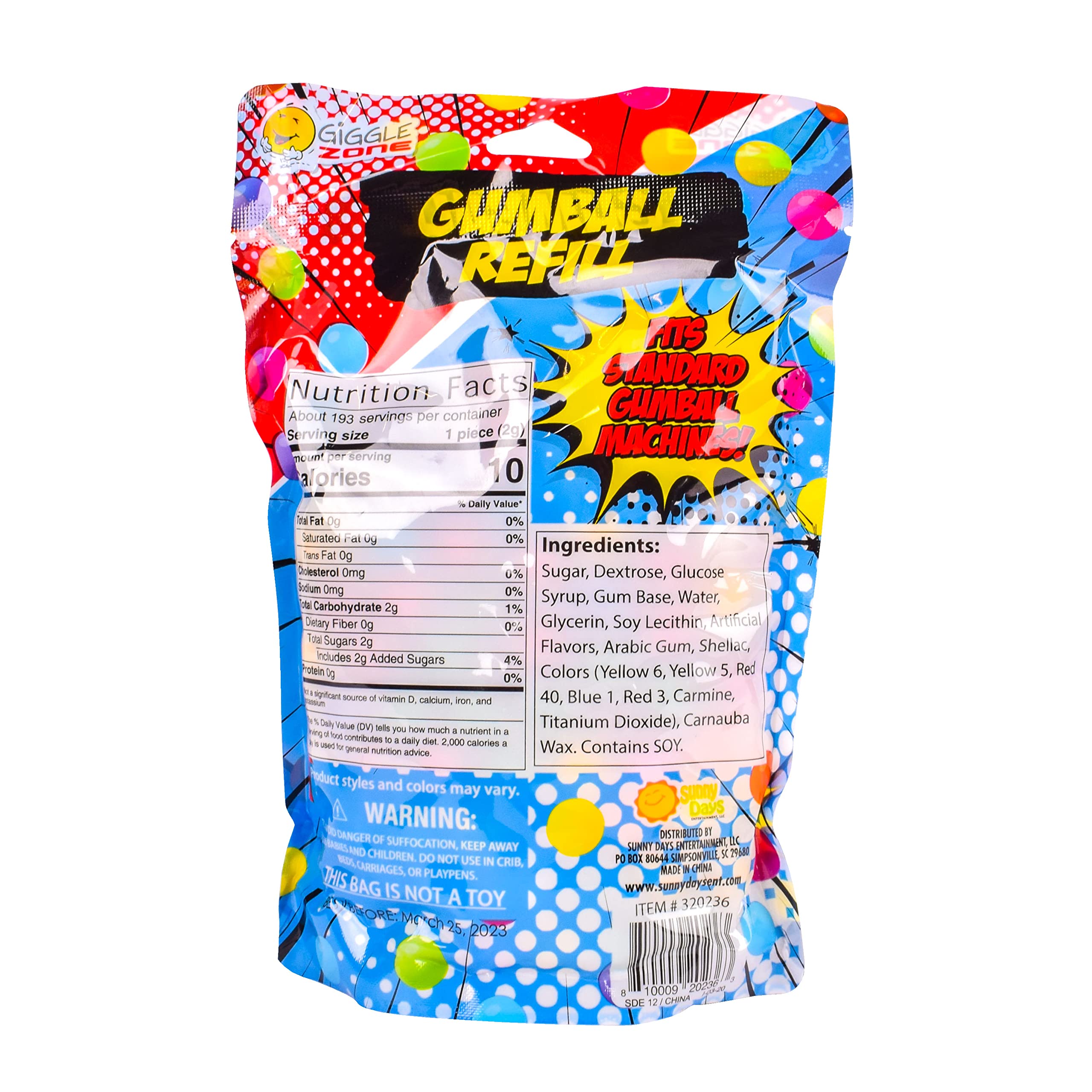 Gumballs for Gumball Machine, 15oz Assorted Chewing Gum Fruit Flavored Bubble Gum, Gluten Free, 193 pieces