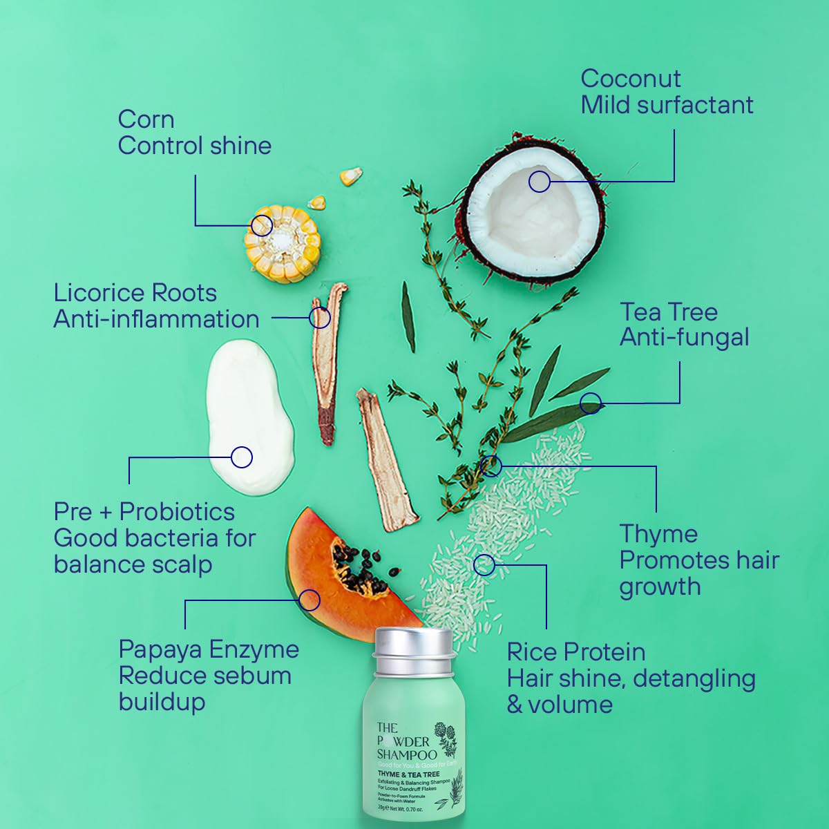 Invigorating Foaming Powder Shampoo for Thinning Hair | 20x Washes | Vegan, Eco-Friendly, Bergamot, Thyme 0.7 Oz Mini Aluminum Bottle