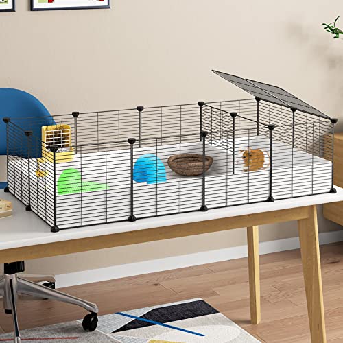 Oneluck Large Guinea Pig Cages 10.54 Square feet Habitats for 2 Pets,Indoor DIY Accessories,with Waterproof Plastic Bottom,Playpen for Small Pet Bunny, Turtle, Hamster,Hedgehog