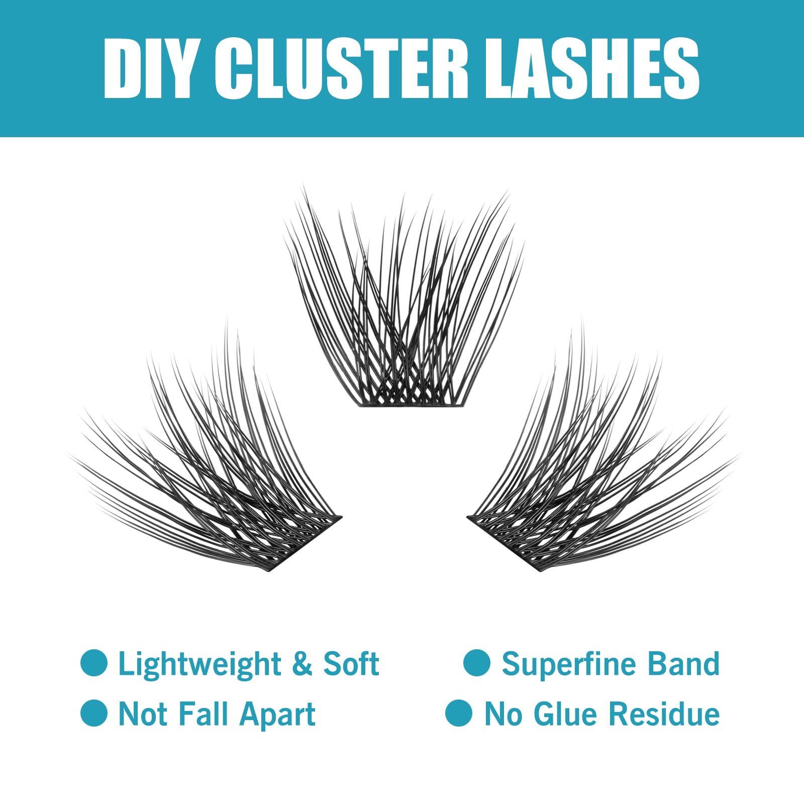 Lash Clusters IKVVOM 60 Pcs DIY Lash Extension Cluster Lashes 10-16mm C curl, Individual Lashes Cluster Lashes False Eyelashes Natural Look Volume Fluffy Wispy LashesF (Volume Mix)