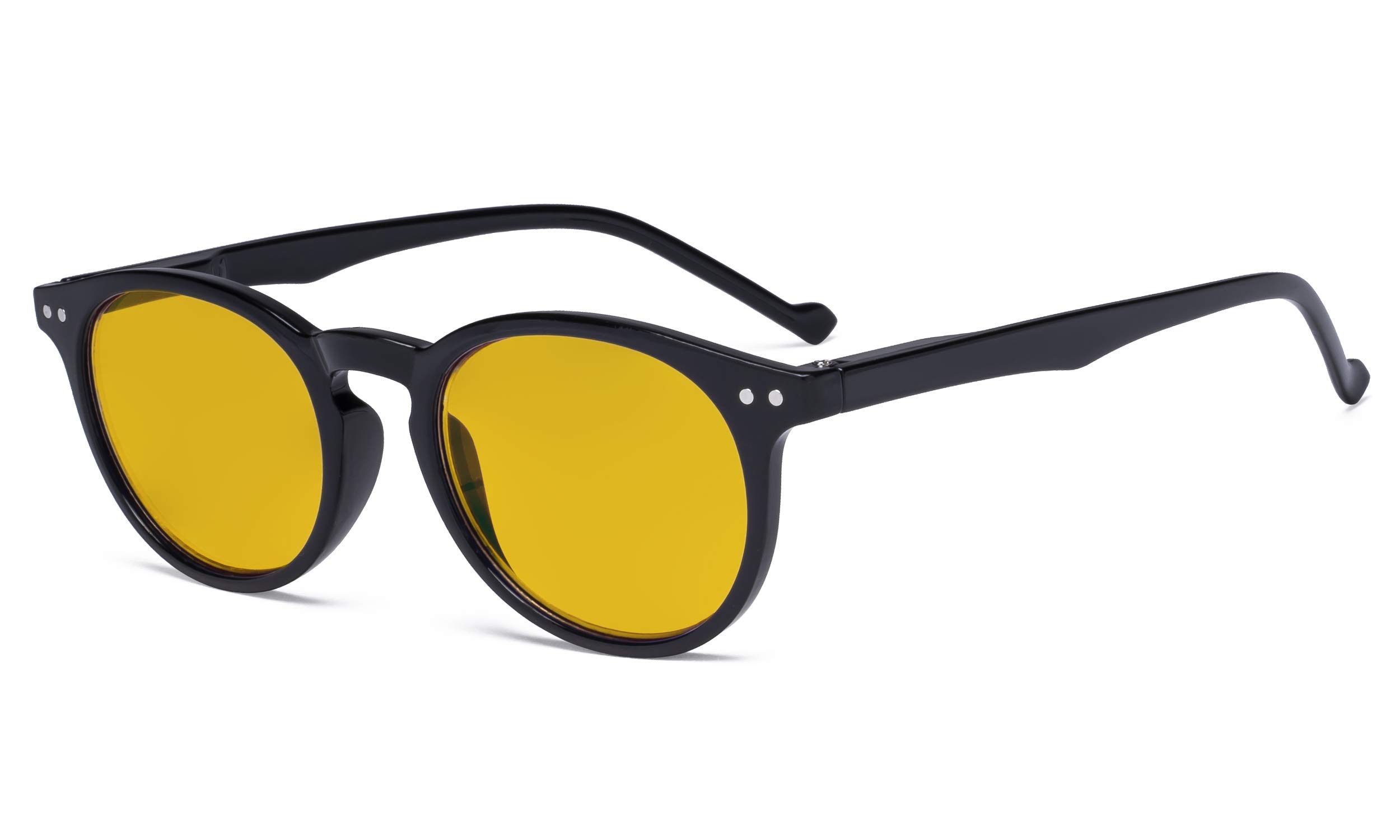 Eyekepper Blue Light Blocking Glasses Women - Anti Digital Glare UV Ray Oval Round Computer Reading Glasses with Amber Tinted Filter Lens - Black +1.50