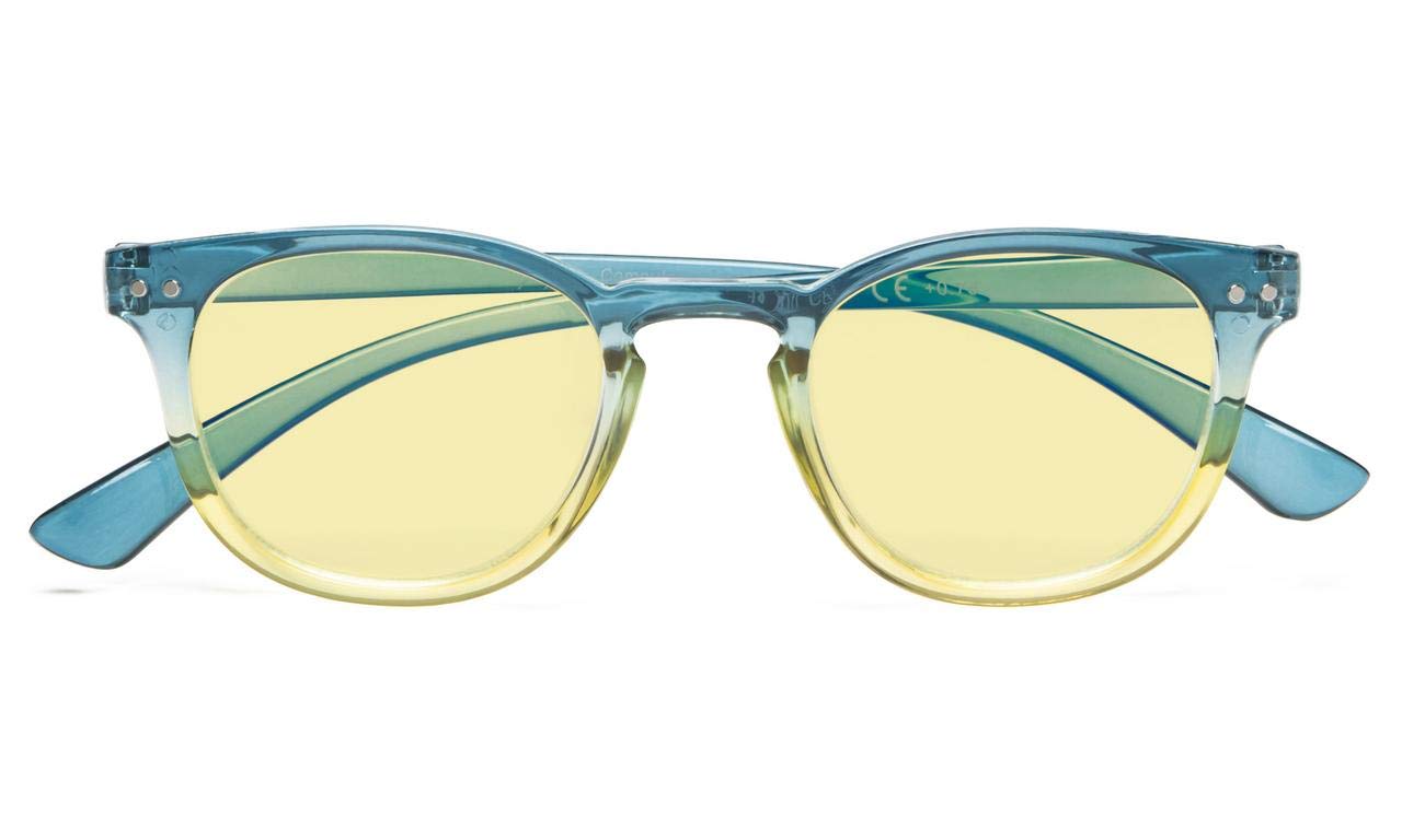 Eyekepper Blue Light Blocking Computer Glasses Digital Eye Strain Prevention-Yellow Tinted Lens Reading Glasses (Blue-Yellow Frame, 1.00)