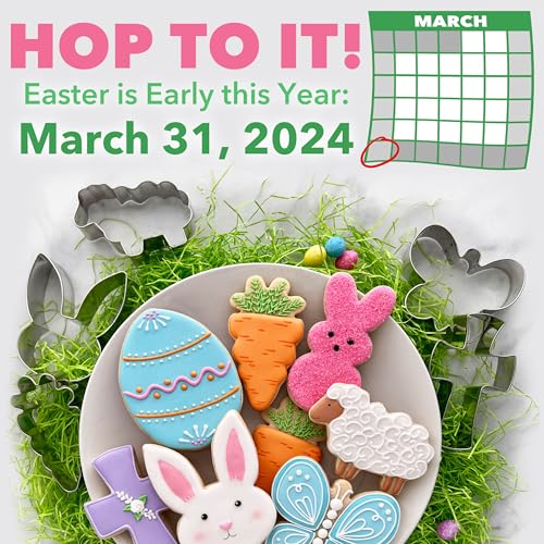 Easter Cookie Cutters 7-Pc Set Made in USA by Ann Clark, Easter Bunny, Egg, Holy Cross, Carrot, Butterfly, Lamb