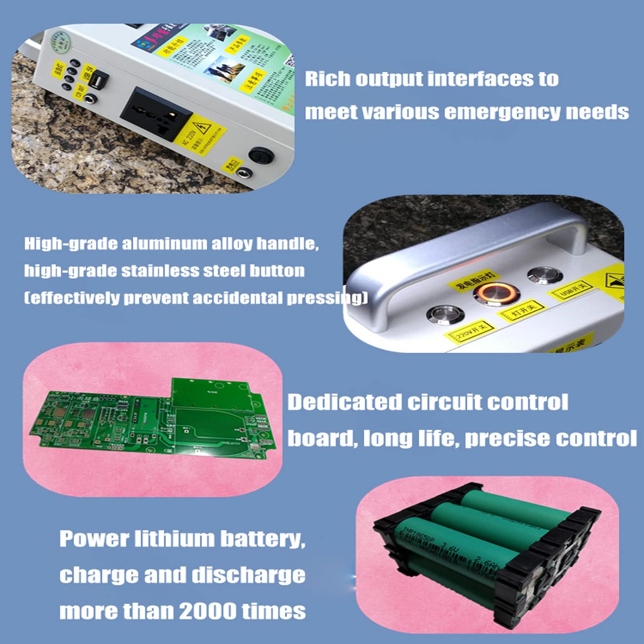 GEHPYYDS 150W/500W Crank Generator, Camping Hand Crank Generator for Mobile Phone, Portable Power Station with 110V/220V Outlets DC12V USB5V Emergency Power Supply,150W-220V