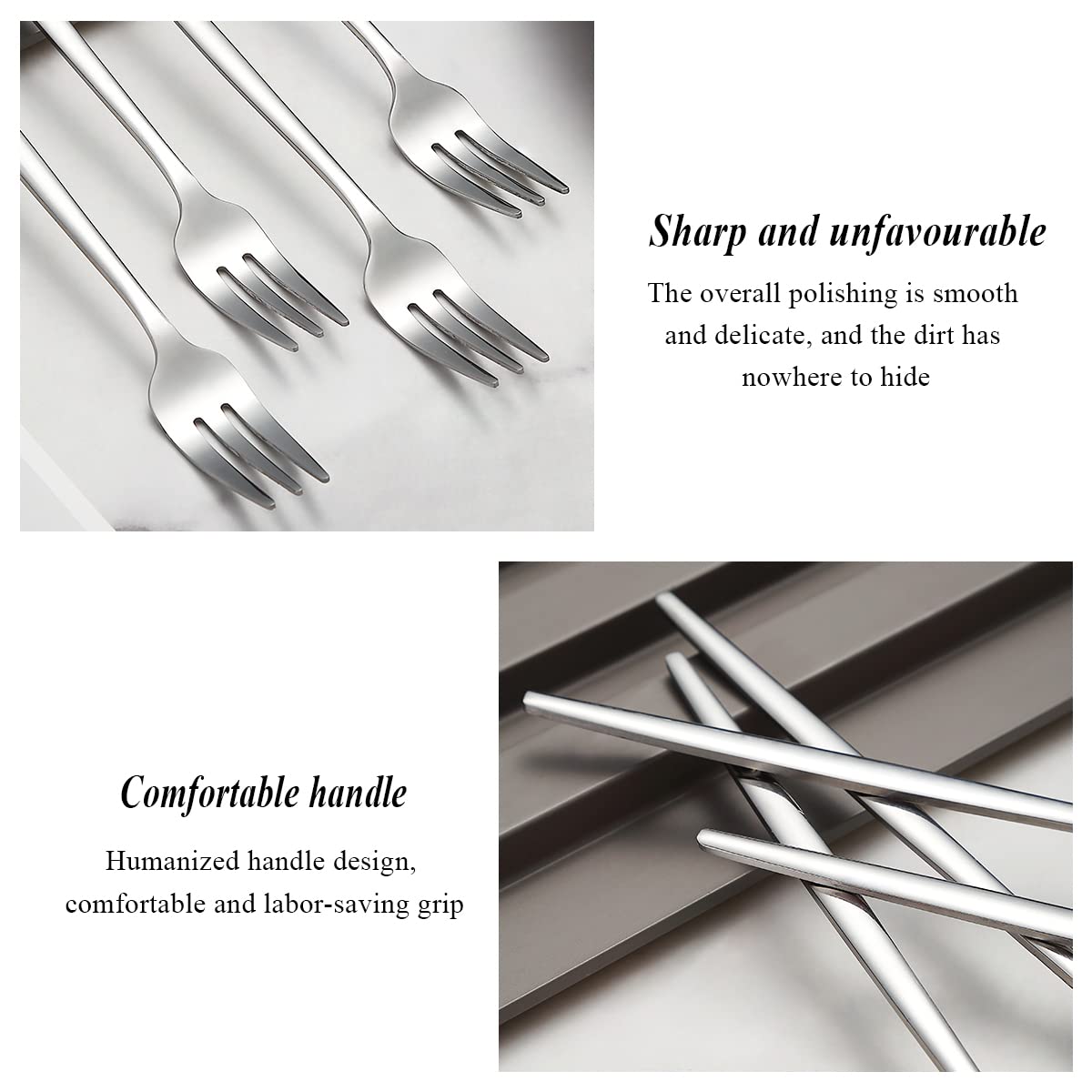 Evanda Dessert Forks Set of 6 Pack 6.3"/16.5cm, Stainless Steel Pastry Fork, Family Appetizer Fork for Fruit, Cake, Cheese, Party Trips, Cafes, Restaurants, Easy To Clean, Dishwasher Safe