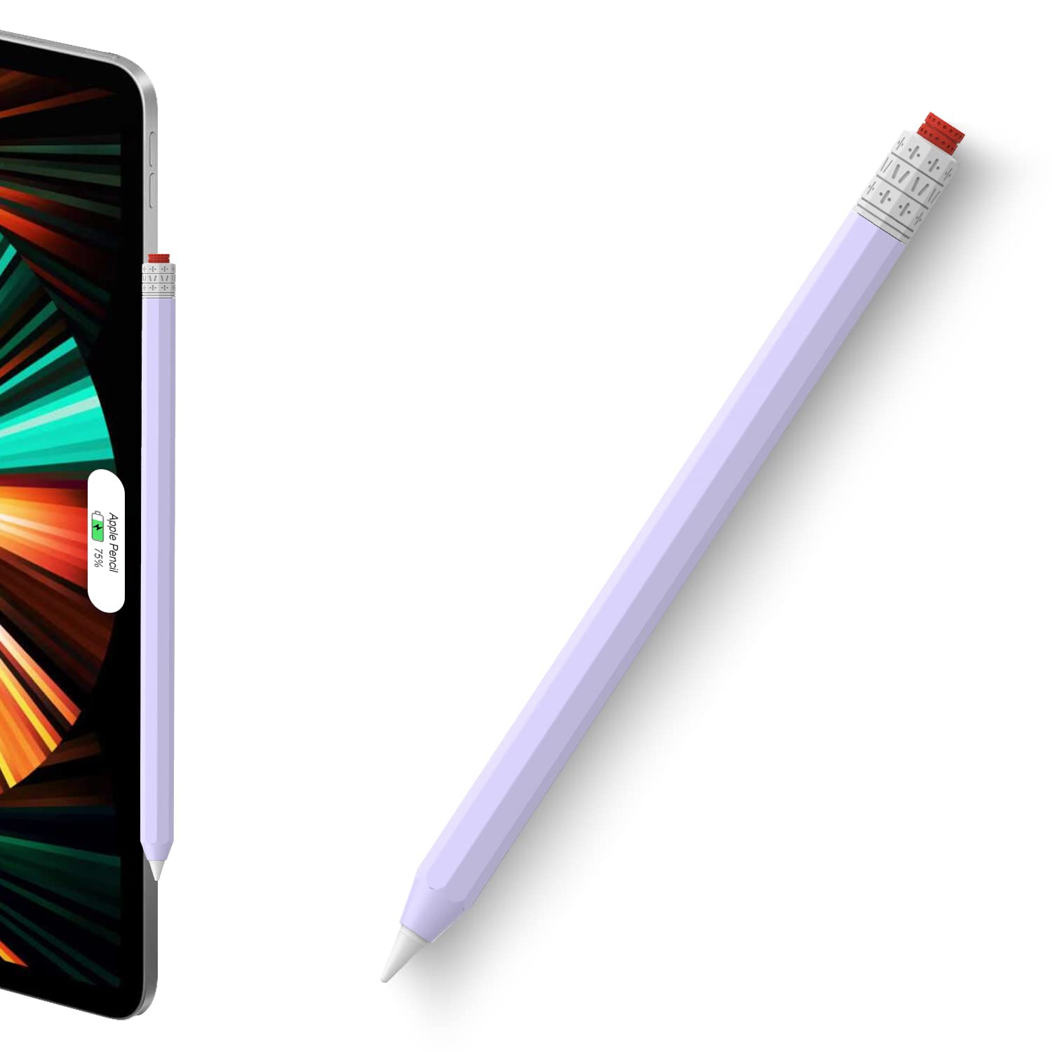 iPad Pencil Case, Compatible with Apple Pencil 2nd Generation Cover, Durable Silicone, Comfortable Soft, Compatible with Magnetic Charging and Double Tap (Cartoon Purple)