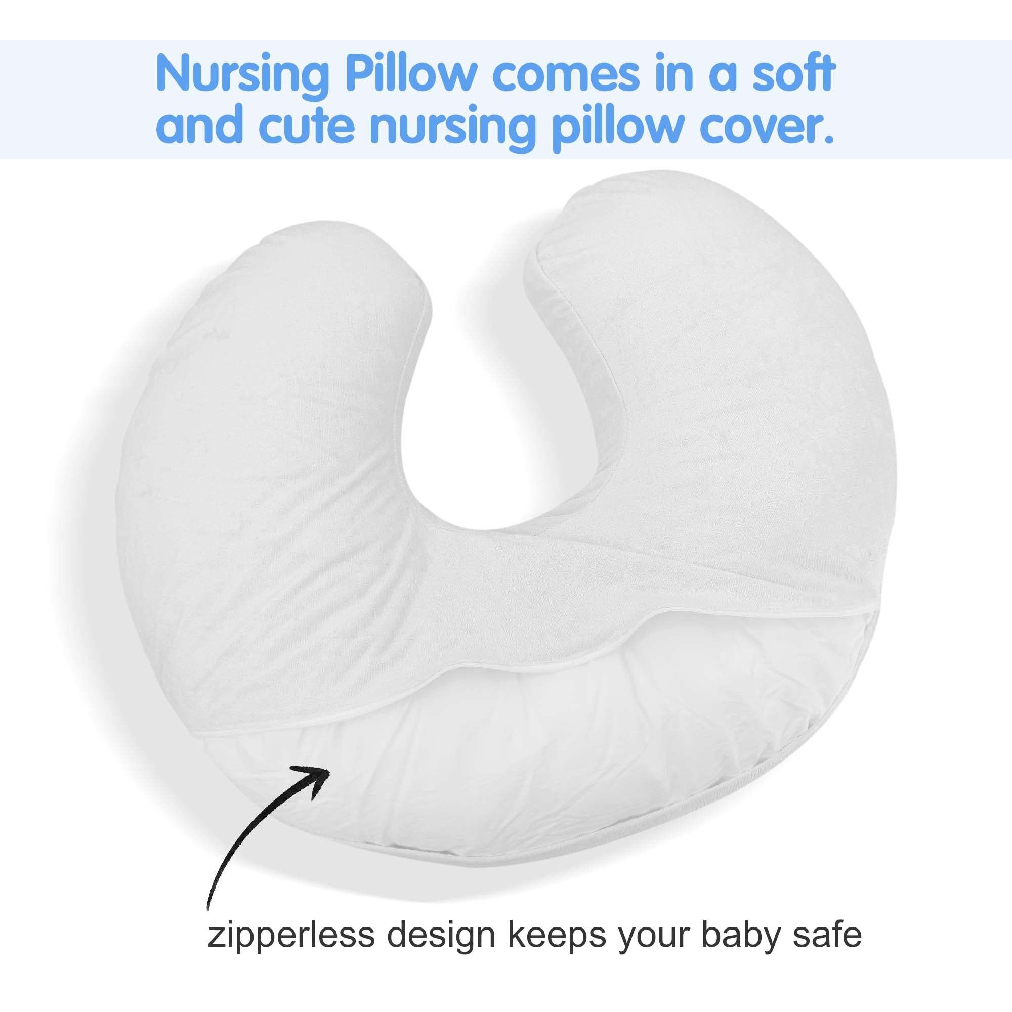 LAT Waterproof Nursing Pillow for Breastfeeding,Waterproof Removable Cover,Ergonomic Breast Feeding Pillows Baby for Baby Boys and Girls,Machine Washable(White)