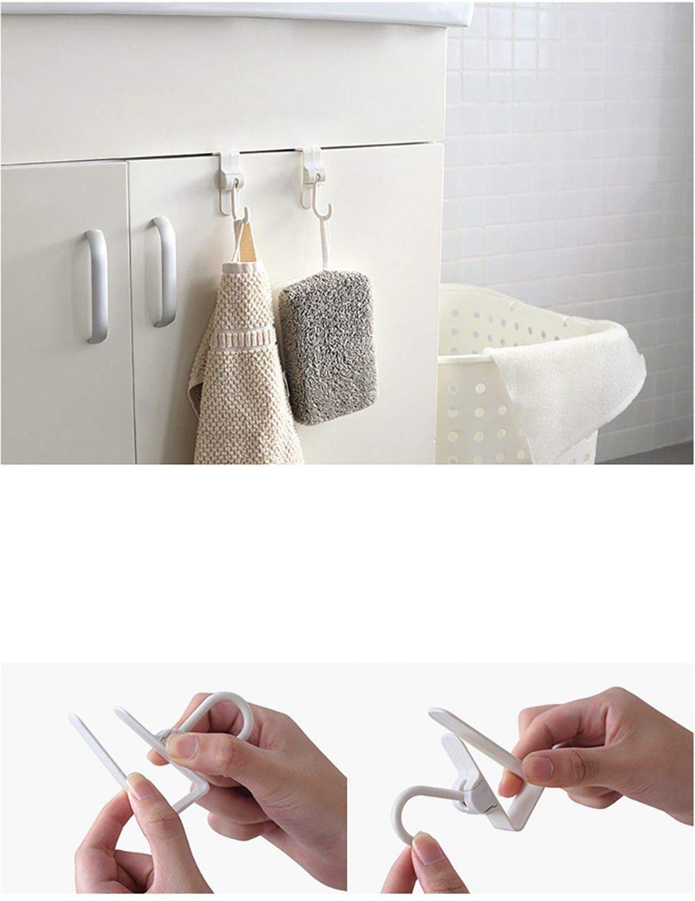 Saim 10Pcs Plastic Hooks Clip Design Firm Hanger ABS Smooth and Bright Suitable for Bathroom Kitchen Bedroom Offices