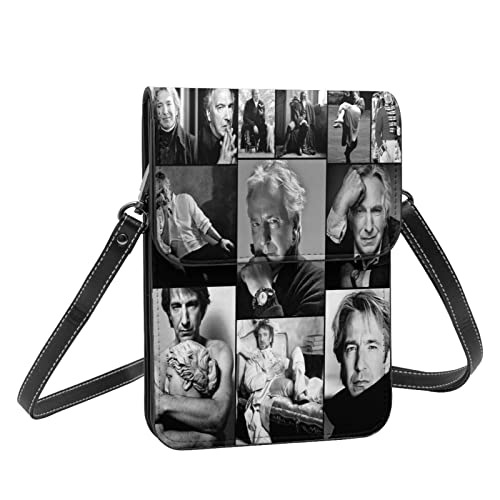KIANSLA Alan Rickman Collage Small Crossbody Cell Phone Bag For Women'S, Portable Multifunction Shoulder Bag Card Hold Purse,With Removable Shoulder Strap