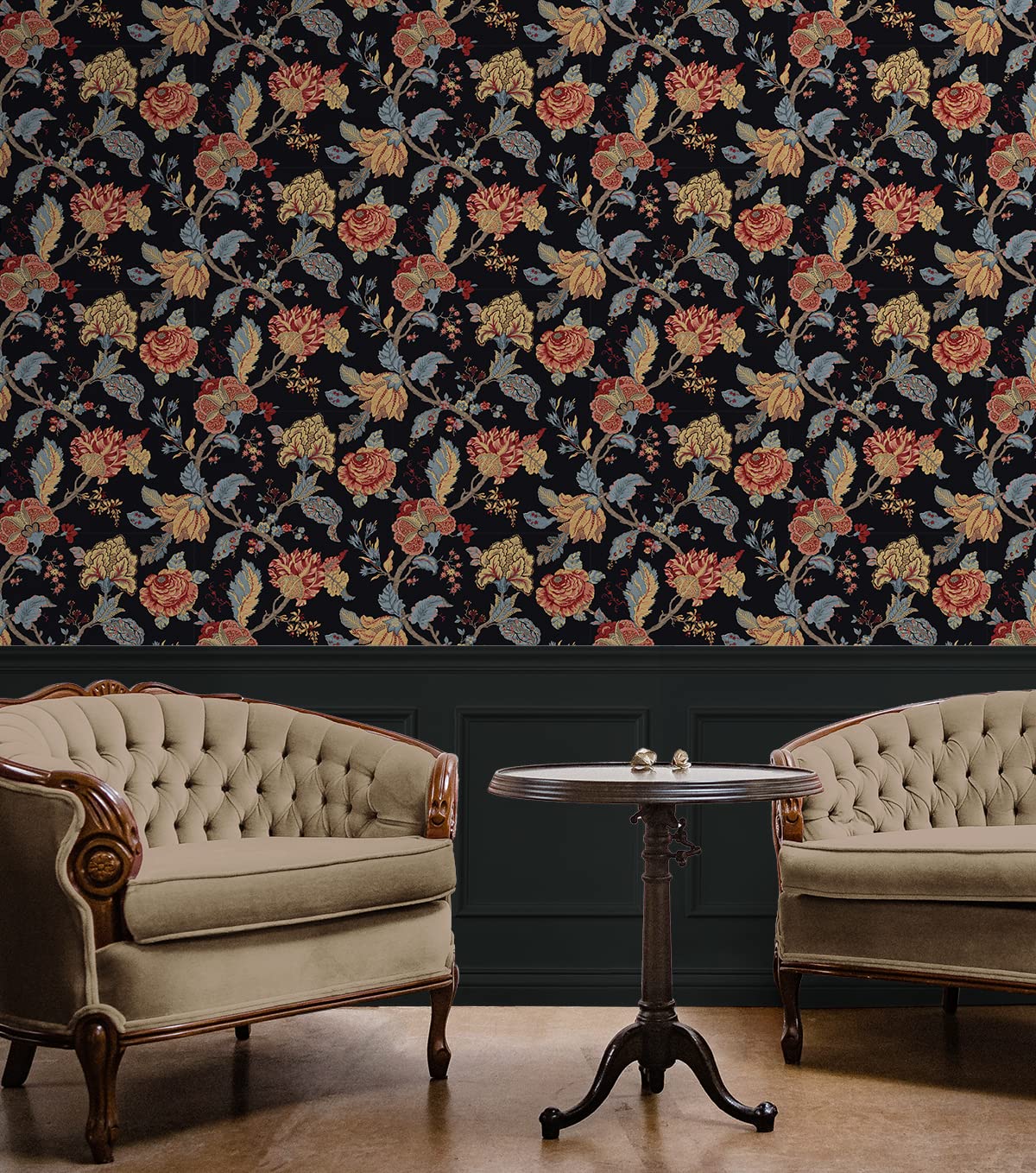 NextWall Kianna Jacobean Floral Peel and Stick Wallpaper (Parchment)