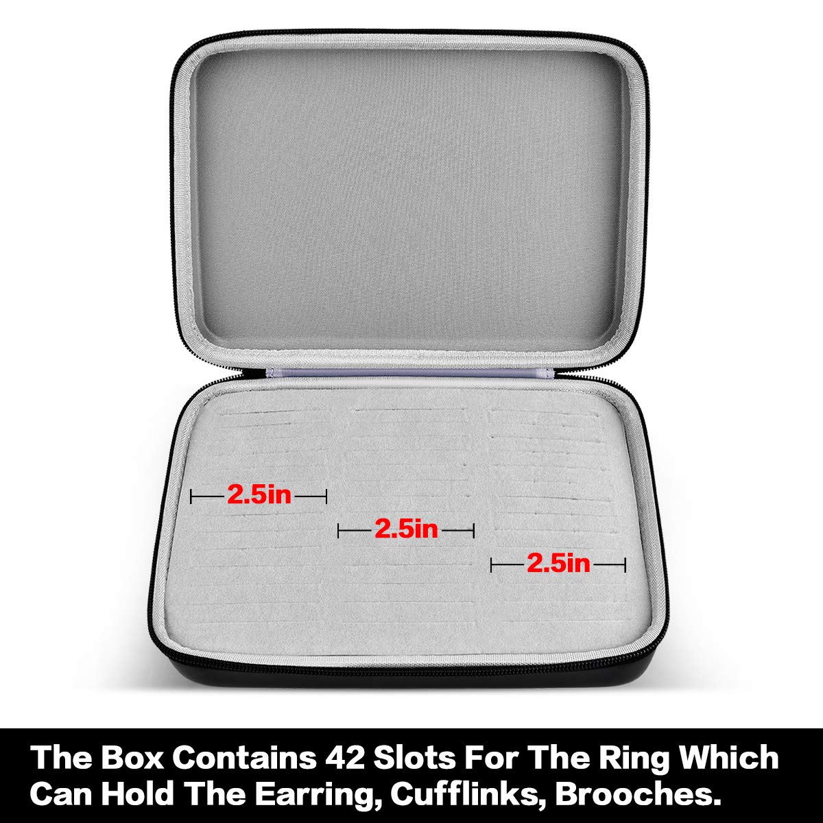 GWCASE Ring Organizer Storage Case - Jewelry Ring Display Collector Box with 42 Slots. Rings Tray Holder Showcase Fits for 50+ Rings, Earrings, Brooches and Cufflinks (Box Only)