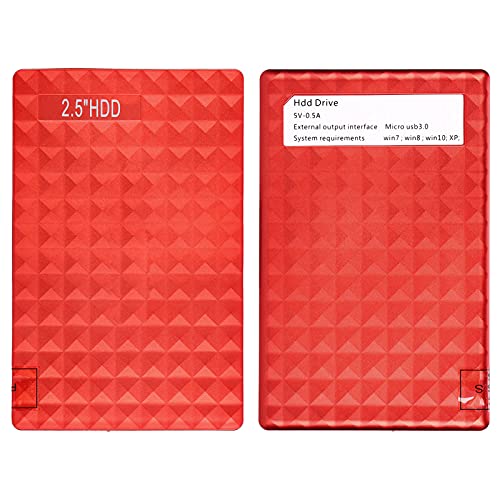 GOWENIC External Hard Drive HDD, Ultra‑Thin Portable Hard Drive SSD, Mirco USB3.0 External Hard Drive HDD Suitable for OS X/XP / Win7 / Win8 / Win10 / Linux (Red)(500GB)