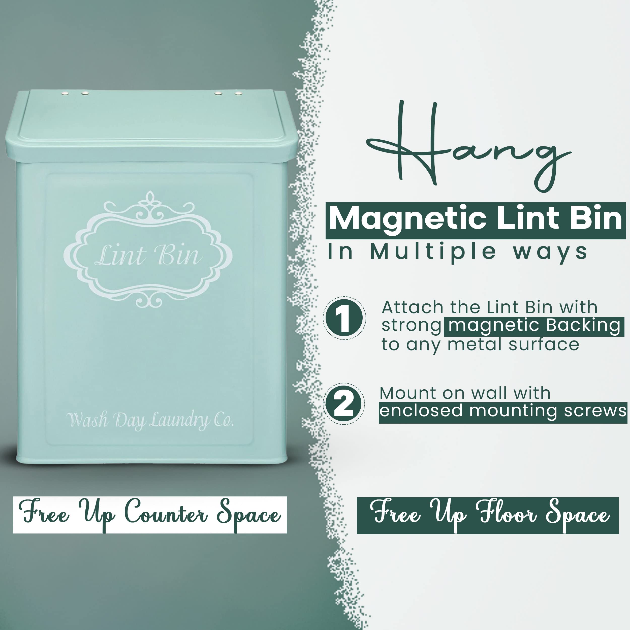 Lint Bin | Magnetic Lint Bin For Laundry Room With Lint Brush For Dryer Lint Trap | Lint Holder Bin For Laundry Room | Lint Bin For Laundry Room Magnetic | Laundry room Trash Can | Dryer Sheet Holder