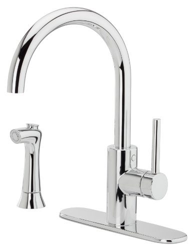 Pfister Solo Kitchen Faucet with Side Sprayer, 1-Handle, High Arc Swivel Spout, Polished Chrome Finish, LF0294SLC
