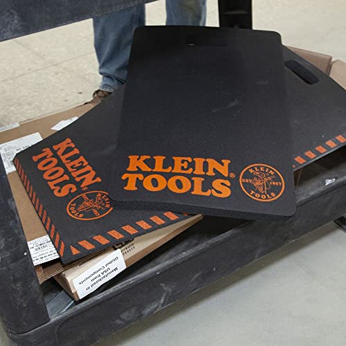 Klein Tools 60135 Kneeling Pads, Adult Mens Soft Thick Closed Cell Soft Foam Professional Tradesman Pro Pads with Handle, Black