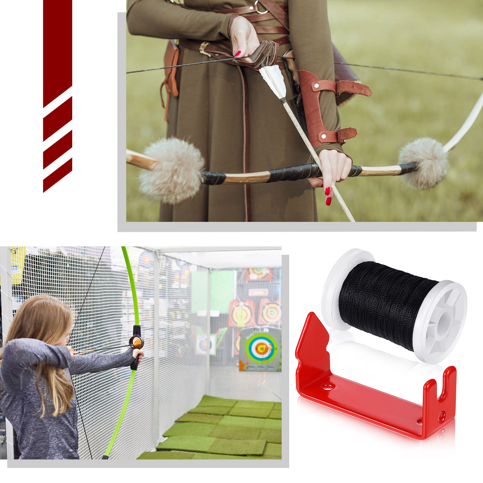 Hanaive 2 Pieces Bowstring Separator 120 Yards Bowstring Serving Thread Sight Installer Red Archery Bowstring Separator for Compound Bow Accessories Maintenance