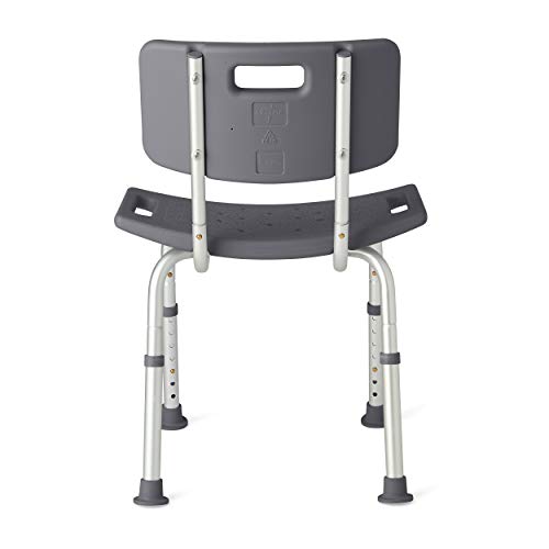 Medline Shower Chair Bath Bench With Back, Supports up To 300 Lb, Grey