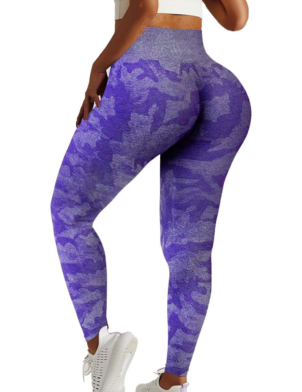 FITNEXX Women's Seamless Camo Workout Leggings Butt Lift Tummy Control Pattern Yoga Pants Gym Active Tights