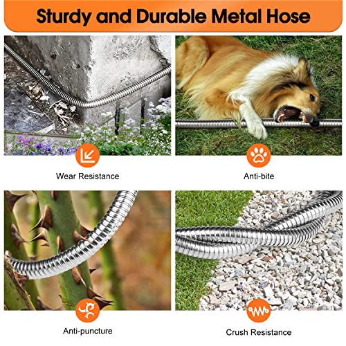 HDKing Garden Hose 50 FT - Flexible Metal Hose with 10 Function Nozzle, Kink Free, Lightweight, Durable, Crush Resistant Fitting, Easy to Coil, Puncture Proof Hose for Yard, Rv, 600 PSI - 2024 Model