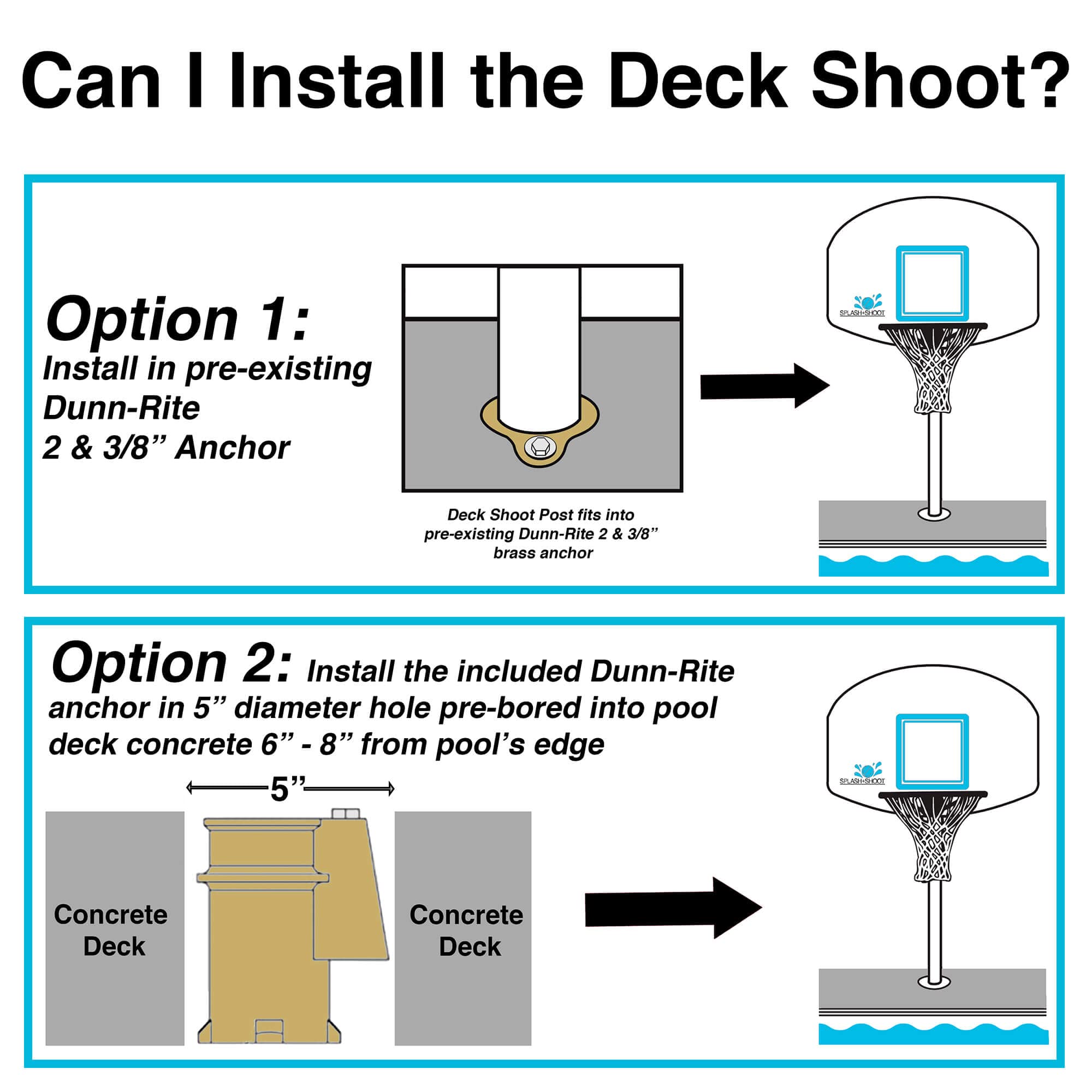 Dunn-Rite Products Deck Shoot Poolside Deck-Mounted Basketball Hoop Set, Clear
