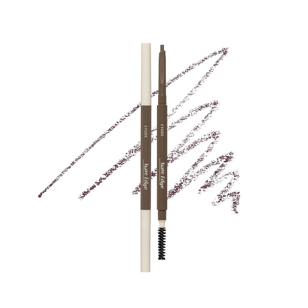ETUDE Bare Edge Brow Pencil 03 Grey Brown | A hexagon-shaped slim brush that delicately coats every strand of eyelashes | Brow Mascara | Zero Clump & No Bushy Brows