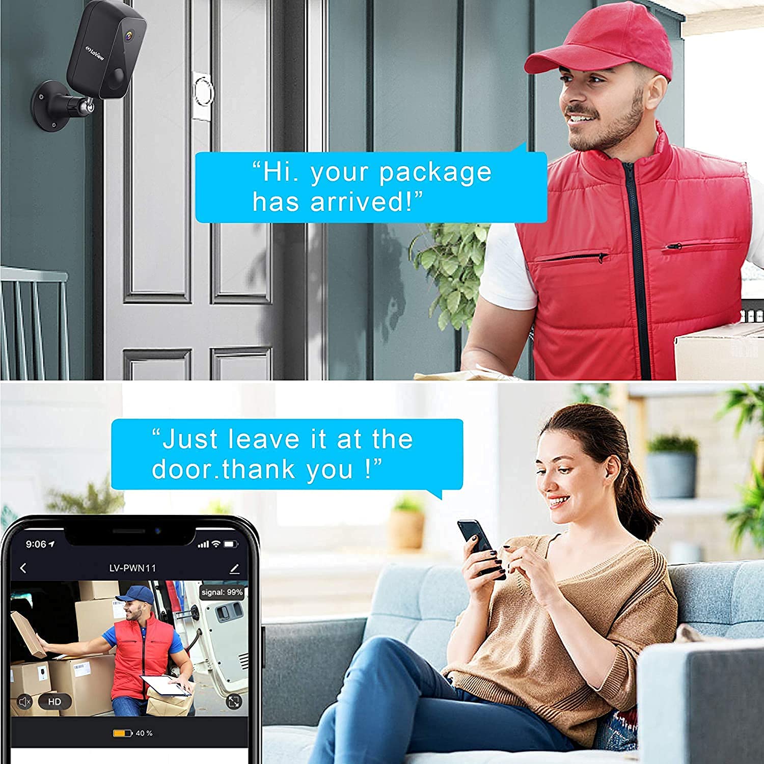 LaView 2K Indoor Security Camera Wired and 1080P Outdoor Camera Wireless with Clear Night Vision,24/7 Live Video,Motion Detection,2 Way Audio,US Cloud/SD Card Storage,Compatible with Alexa