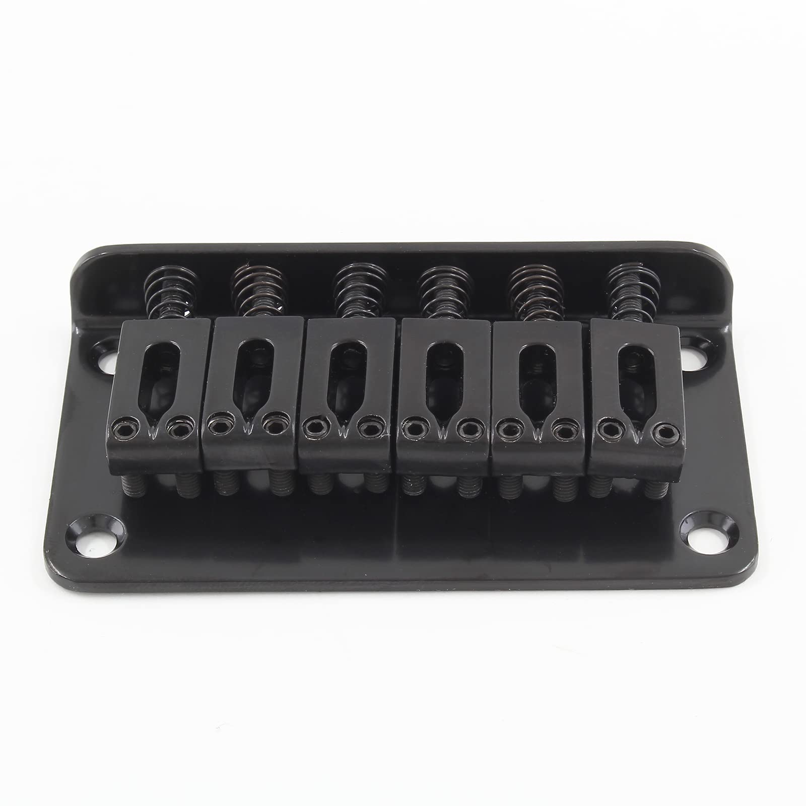 HARSKIYER Black Adjustable 6 String Guitar Bridge, Metal Fixed Top Load Guitar Tailpiece Guitar Fixed Bridge Hardtail Saddle Bridge Guitar Parts for 6 String Guitar