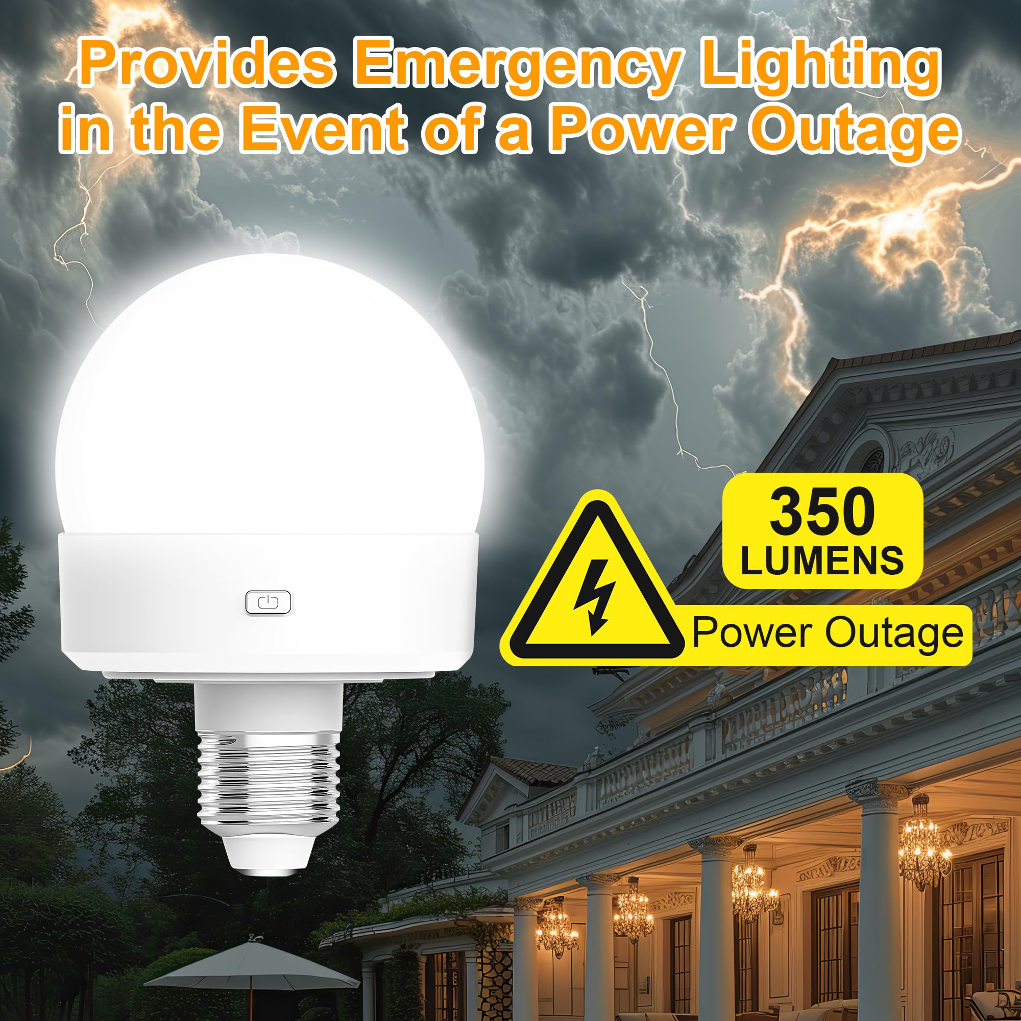 Rechargeable Battery Operated Light Bulbs, 300LM E26 Screw in (Magnetic Detachable) Light Bulb for Lamps with Remote Control Dimmable&Timer, Wireless Puck Emergency Lamp for Non-Hardwired Wall Sconce