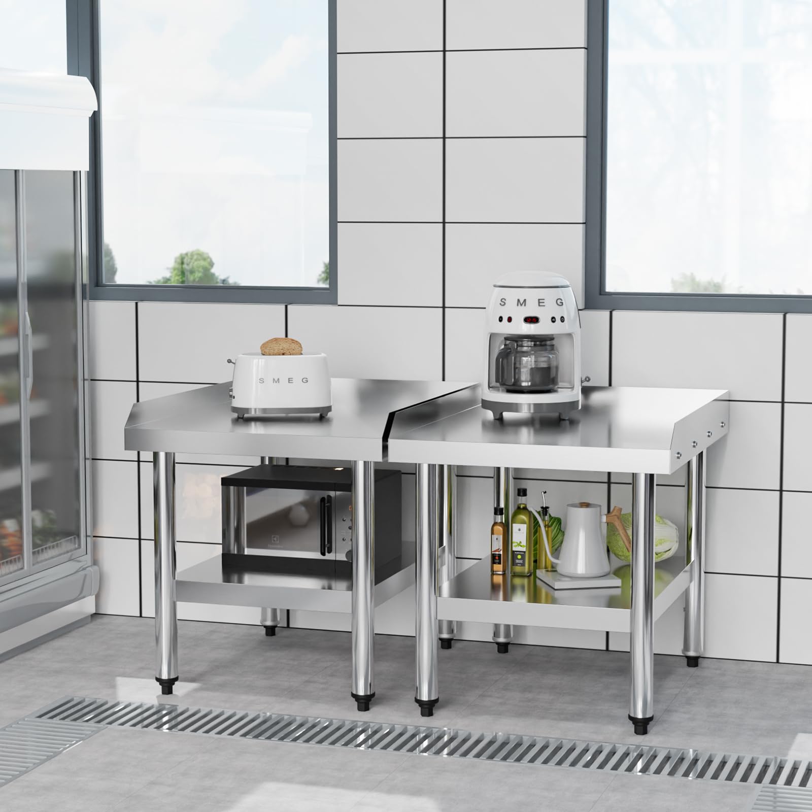 ROVSUN Stainless Steel Equipment Stand 24" L x 30" W x 26" H with Adjustable Undershelf, NSF Commercial Heavy Duty Work Table & Grill Stand Table for Restaurant, Home and Hotel Kitchen