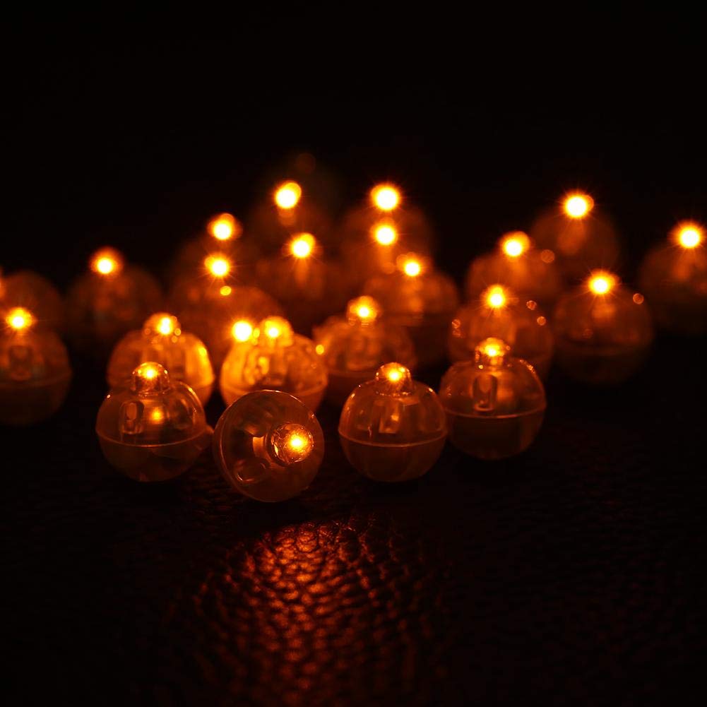 Duokon 100Pcs/lot Round Led Ball Lamps Balloon Lights Lern Christmas Wedding Party Decor (Yellow)