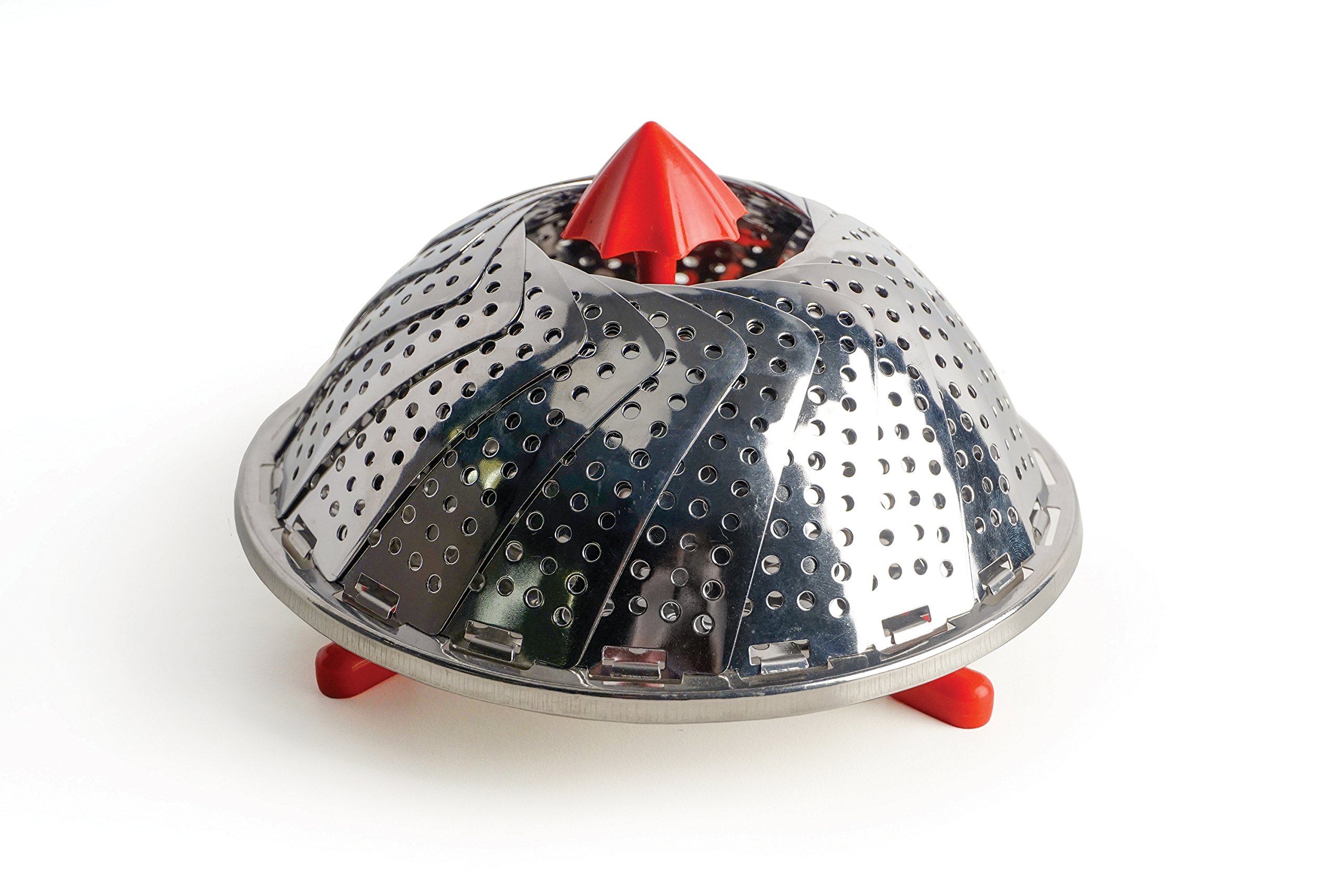 RSVP International Endurance Kitchen Collection Expandable Vegetable Steamer, 12-inch, Silicone Feet, Stainless Steel
