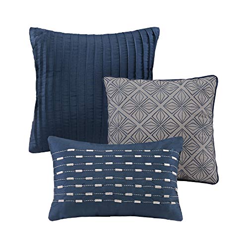 Madison Park Biloxi Duvet Cover - Navy, Geometric Duvet Cover Set β 6 Piece β Ultra Soft Microfiber Light Weight Bed Comforter Covers, King/Cal King(104"x92") (MP12-3737)