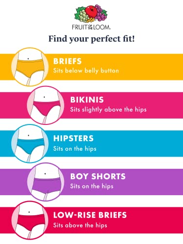 Fruit of the Loom Girls' Big Cotton Bikini Underwear Multipacks, 10 Pack-Fashion Assorted, 12