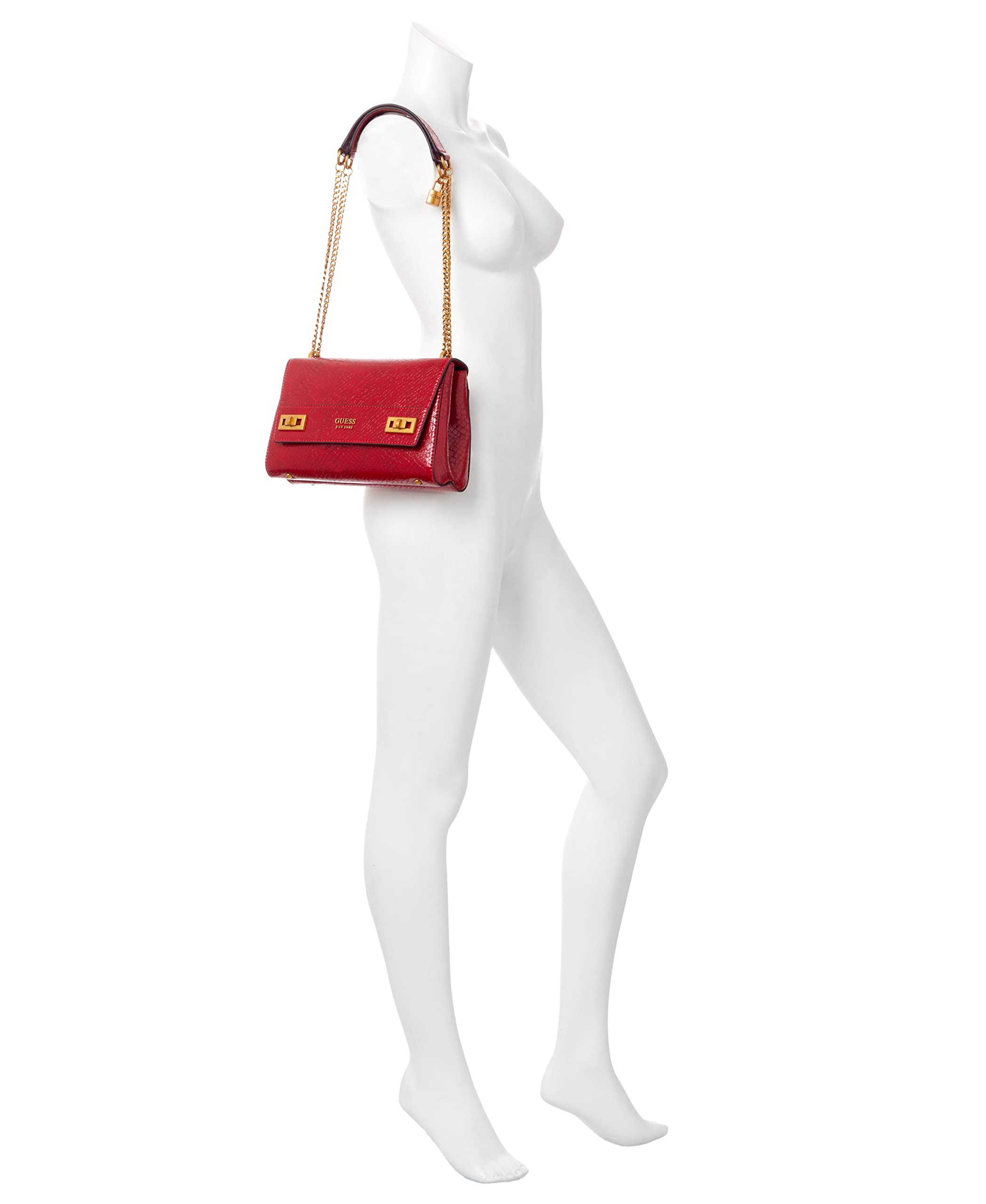 GUESS Womens Katey Shoulder Bag Flap, Red, One Size US