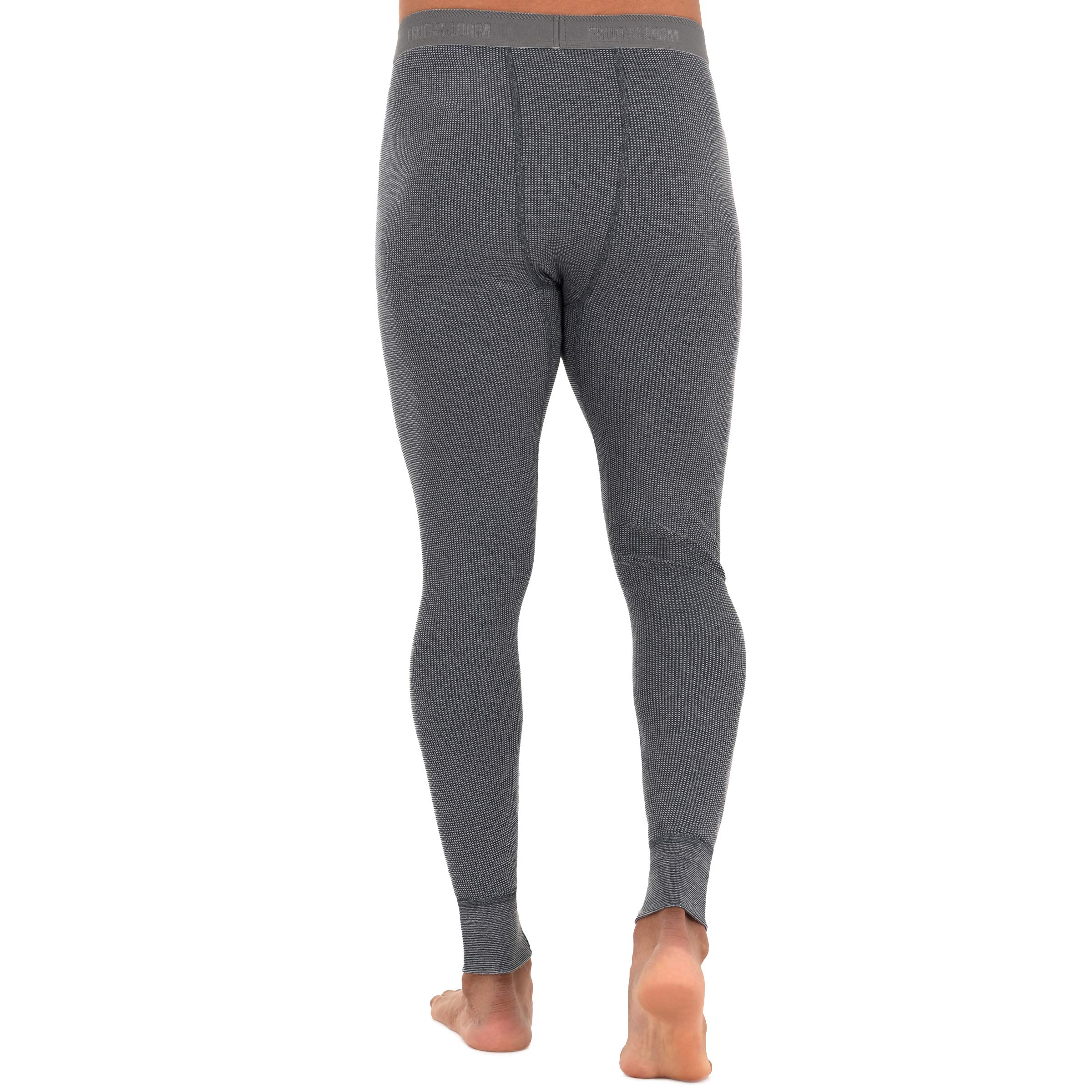 Fruit of the Loom Men's Recycled Premium Waffle Thermal Underwear Long Johns Bottom (1, 2, 3, and 4 Packs), Black/Greystone Heather, Medium
