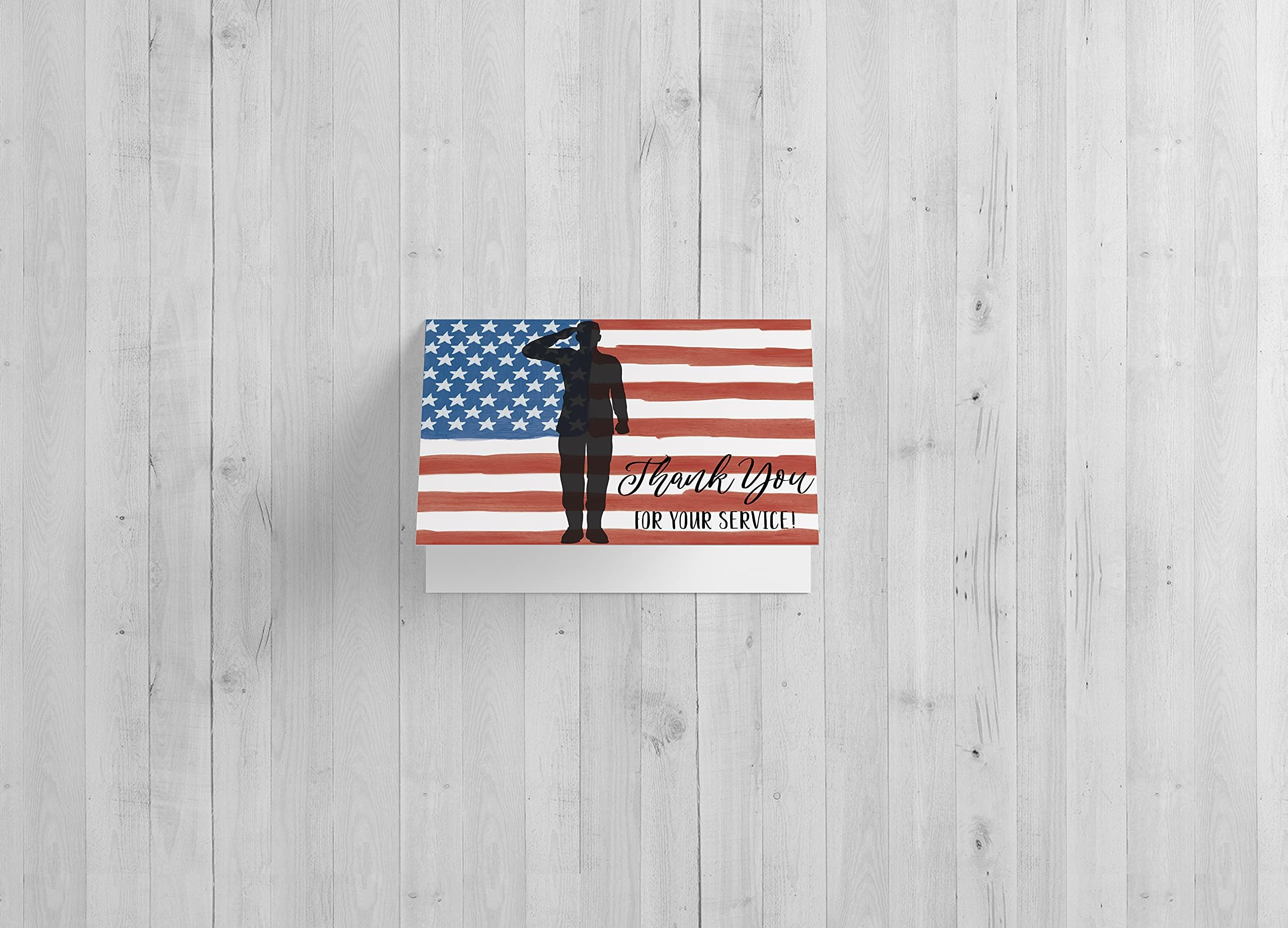 Red Door Inspirations Memorial Day, July 4th Independence Day, Veteran's Day, Military Appreciation Note Cards, 20 pack includes cards and envelopes (Military Appreciation)
