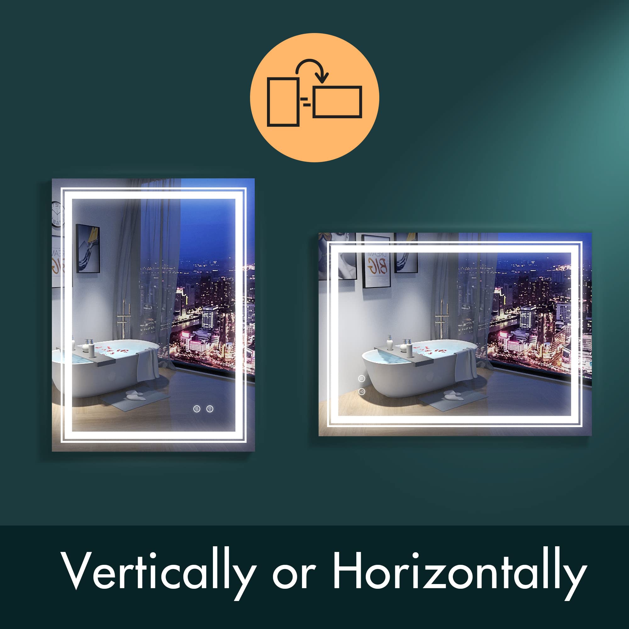 FRALIMK LED Bathroom Vanity Mirror 20x28 Inch Lighted Bathroom Wall Mirror, Dimmable Lights (3 Modes), Anti-Fog, Horizontal, Vertical