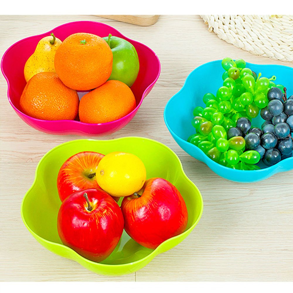 Everyfit Plastic Bowls Fruit Bowl Salad Bowl Candy Dish Seeds Bowl Tray Dried Snack Tray Household bowl,Party Serving Bowls,Multipurpose Colorful bowl (Flower shape, Orange)