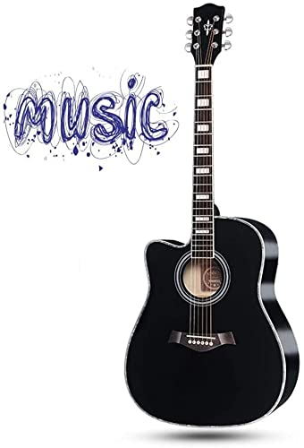 Guitar Kit, String Instrument Electronic Guitar Beginner Practice Travel Guitar Adjustable Metal String Fingerstyle Stable Sound Quality Spruce 6 Colors (Color : Black, Size : Long-104cm)