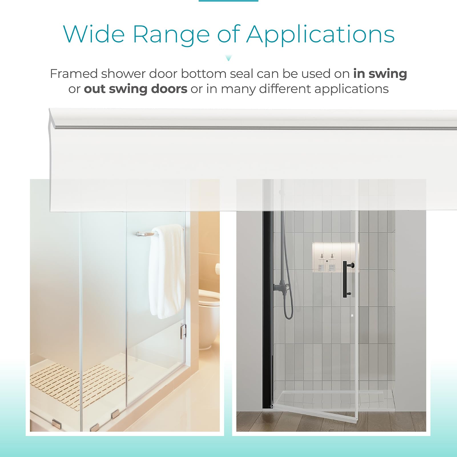 Framed Shower Door Bottom Seal, 1/4" Shower Door Sweep for Framed & Swing Shower Doors, 36" Long Angled T Drip Clear Vinyl Shower Door Seal Strip, Shower Door Replacement Parts