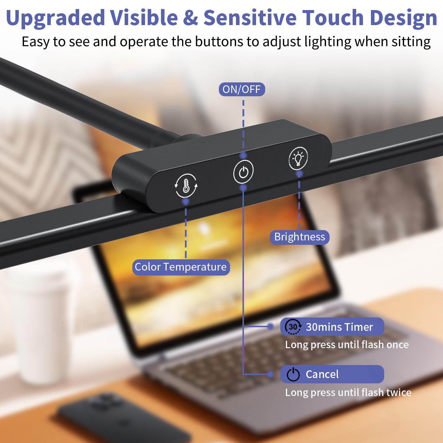 EppieBasic Desk Lamp with Clamp, 24V Led Desk Light Touch Control, Eye Care Architect Office Lamp 4 Color Modes, Adjustable Flexible Gooseneck Table Light for Home Office Study Reading
