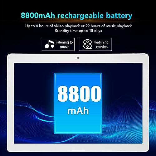 fannay Tablet PC, 10.1 Inch Tablet 8MP 20MP Cameras 12GB RAM 256GB ROM 100-240V 1920x1200 IPS for Learning (US Plug)