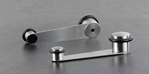 EVI | Rotating Doorstop | for Doors up to 2.75'' Thick | Black Rubber | Stainless Steel Matte Finish | Includes Screw + Anchor | Mod I-152
