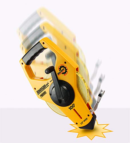Johnson Level & Tool 1809-0100 Geared Open Reel Fiberglass Tape, 100', Yellow, 1 Tape