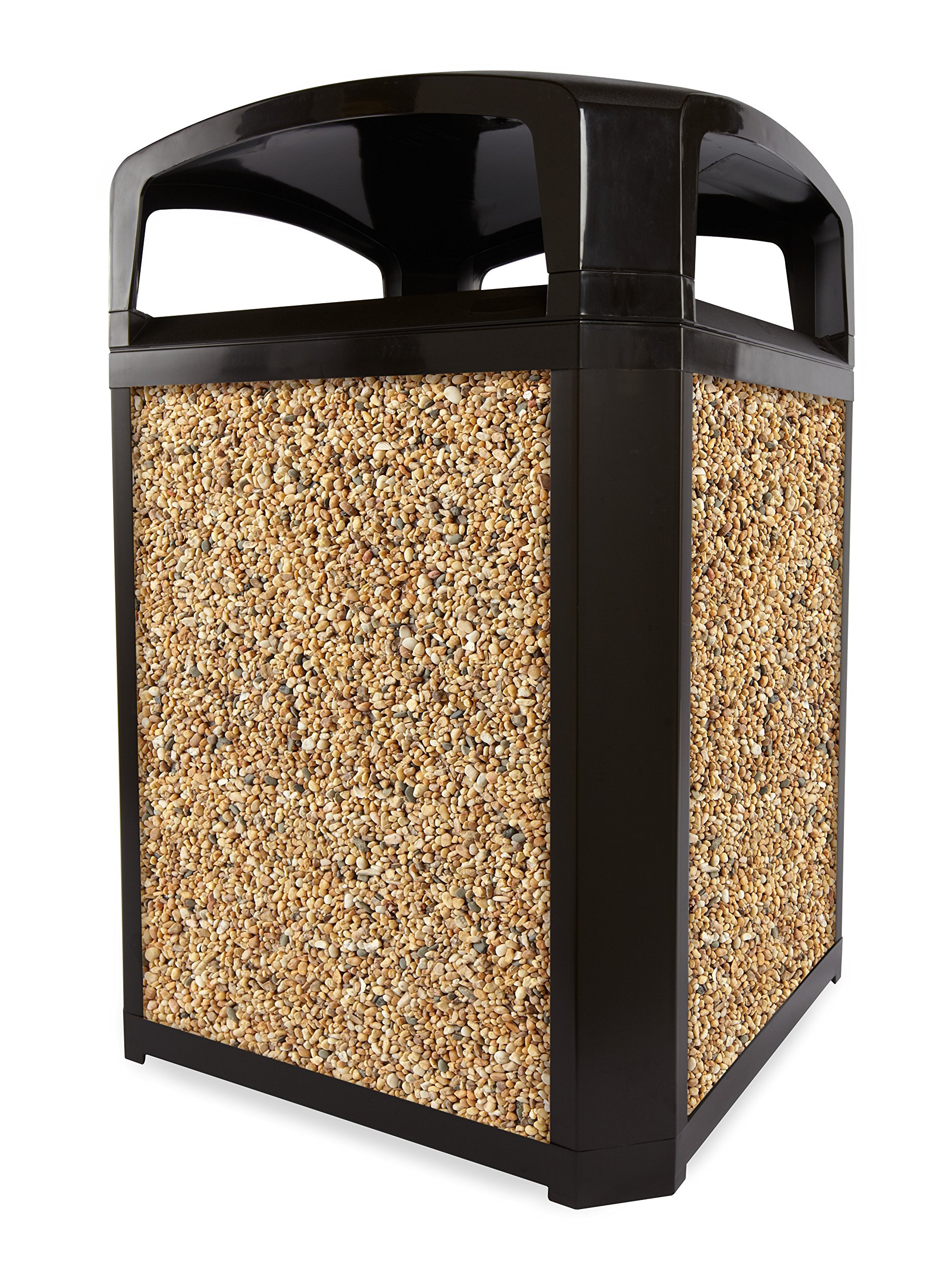 Rubbermaid Commercial Products Rock Panels Compatible with Landmark 35 GAL Trash Can Frame, River Rock, Outdoor for Stadiums/Parks/Shopping Plazas