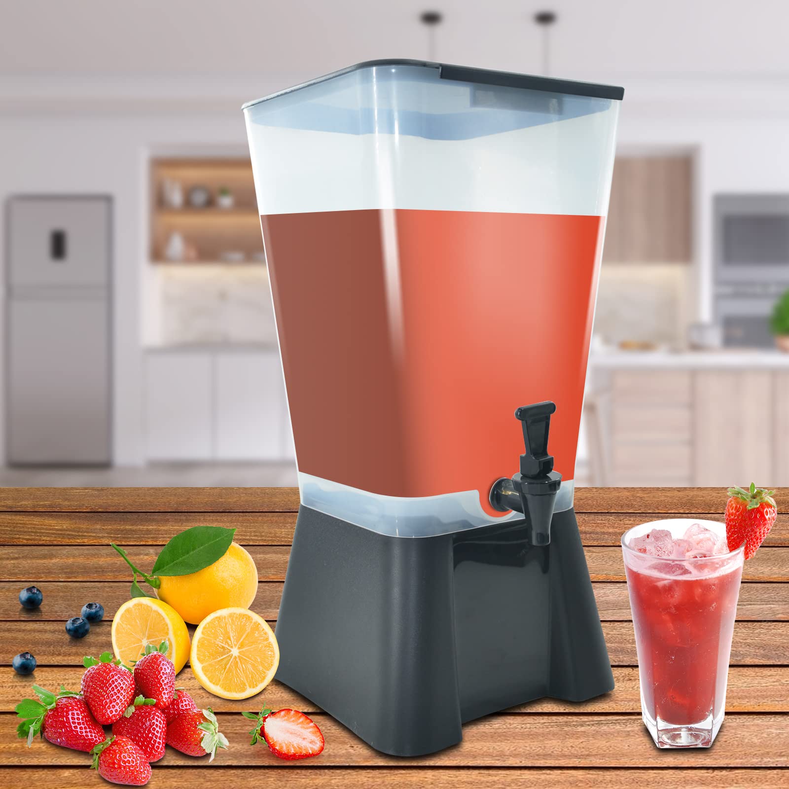 EASYROSE Beverage Dispenser 5 Gallon Drink Dispenser with Spigot, Juice Dispensers for Parties, Black Base