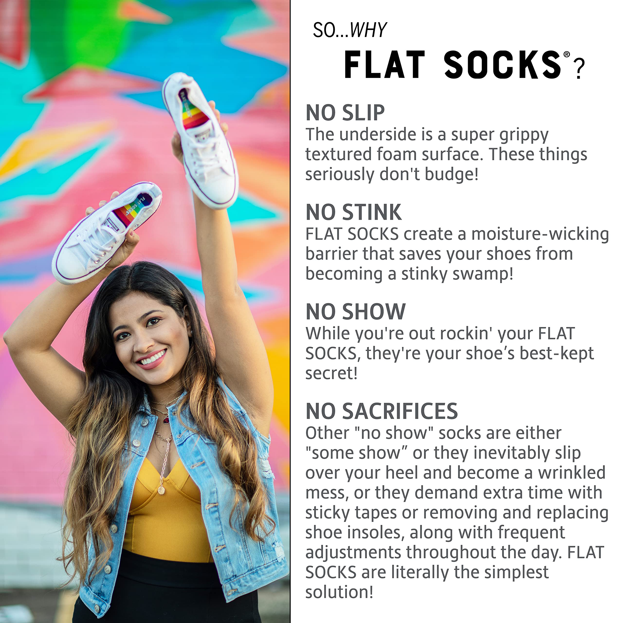 FLAT SOCKS No Show Socks, Sockless Shoe Liner, No Slipping, No Stinking, Washable Barefoot Shoe Insert for Men and Women, Coral Check, Small