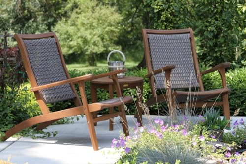 Outdoor Interiors All Weather Eucalyptus Driftwood Patio Lounger Chair, Grey Wicker