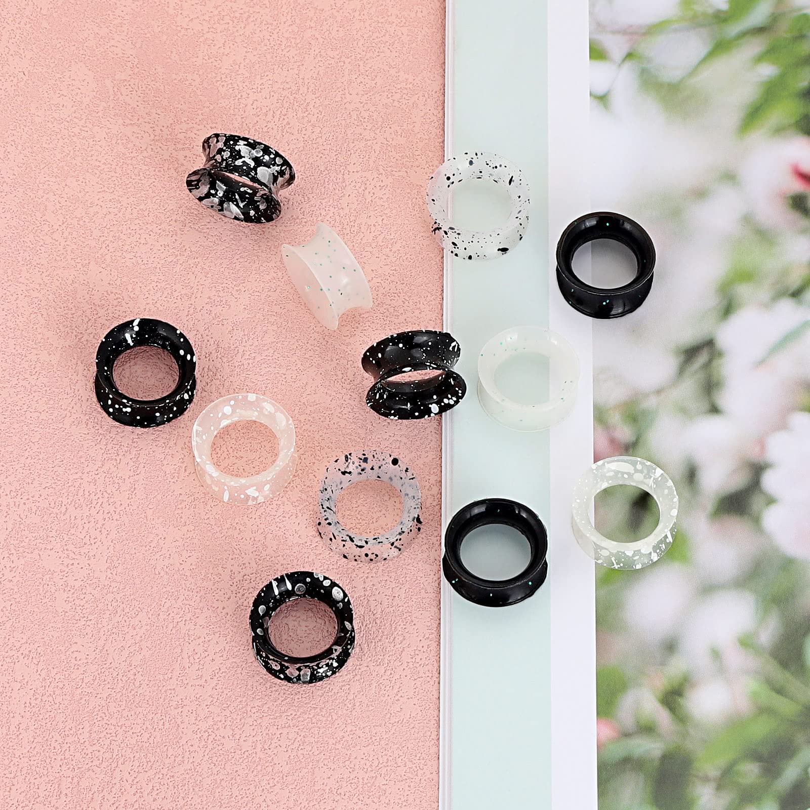 Glupez 12PCS Soft Silicone Ear Gauges Ear Tunnels Thin Silicone Tunnels Silicone Ear Plugs Double Flared Flexible Ear Expander Tunnel Ear Stretching Earrings 3/4nch 20MM